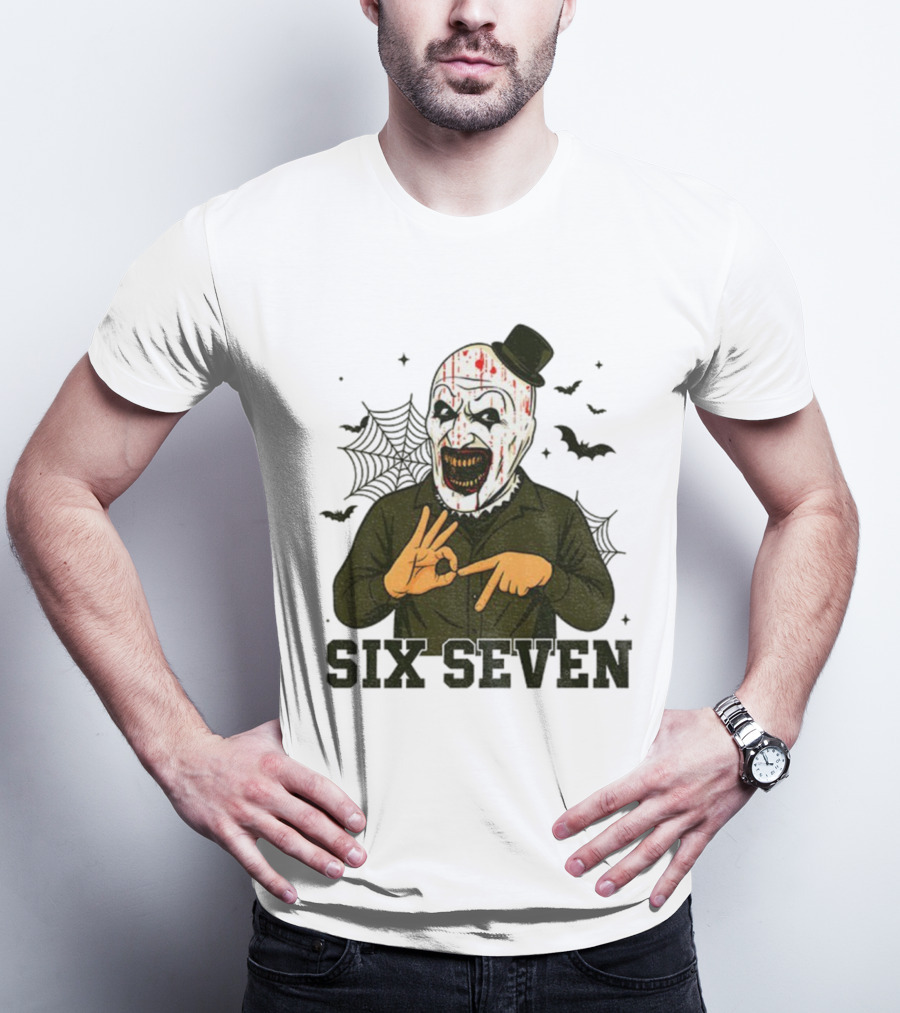 Terrifier Bundle Funny Halloween Six Seven Creepy Clown Costume T-Shirt