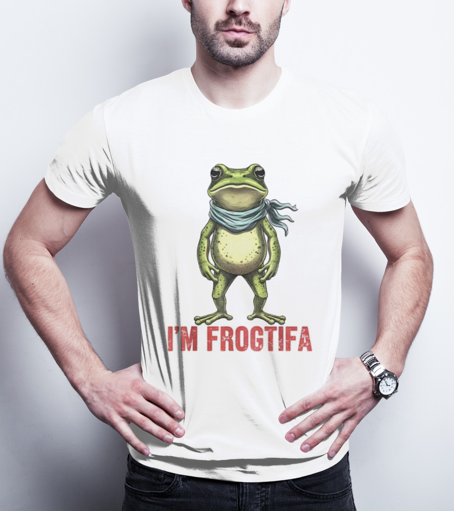 Portland Freedom Frog I’m Frogtifa Anti-ICE Resistance Scarf-Wearing Frog T-Shirt