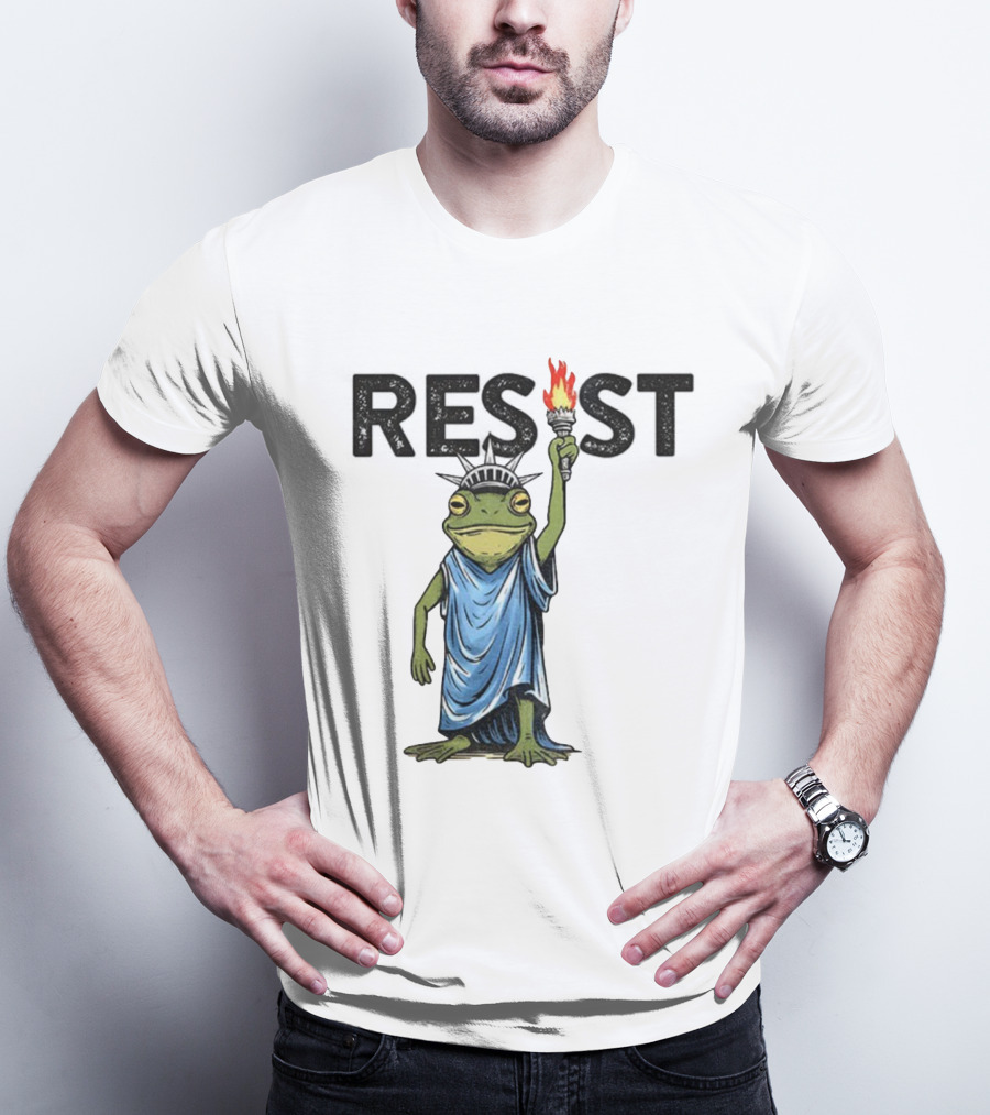 Portland Frog Resist Protest Statue Of Liberty Torch T-Shirt
