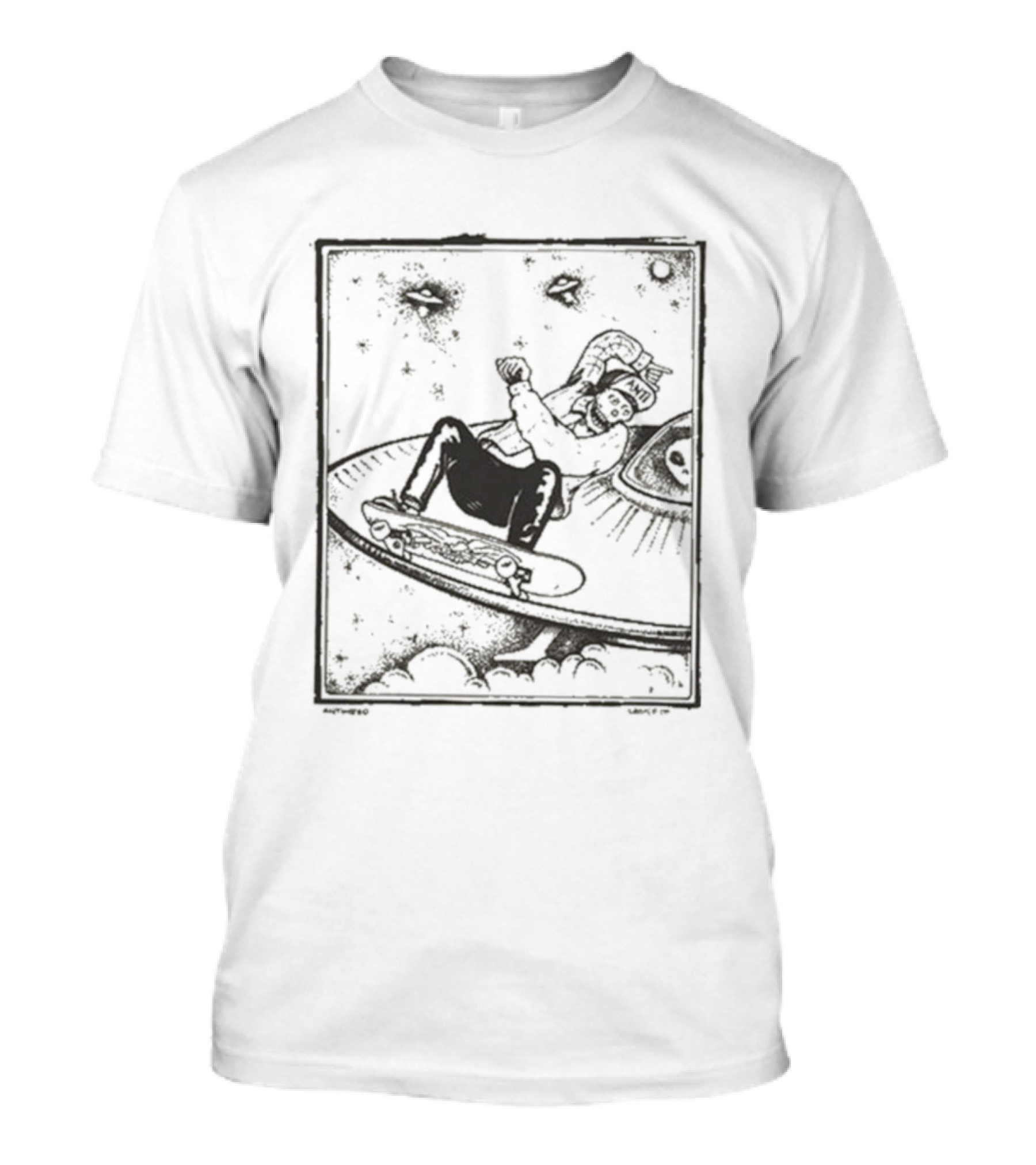 Antihero Peter Hewitt Lance Mountain Skateboarding UFO Adventure In Space T-Shirt