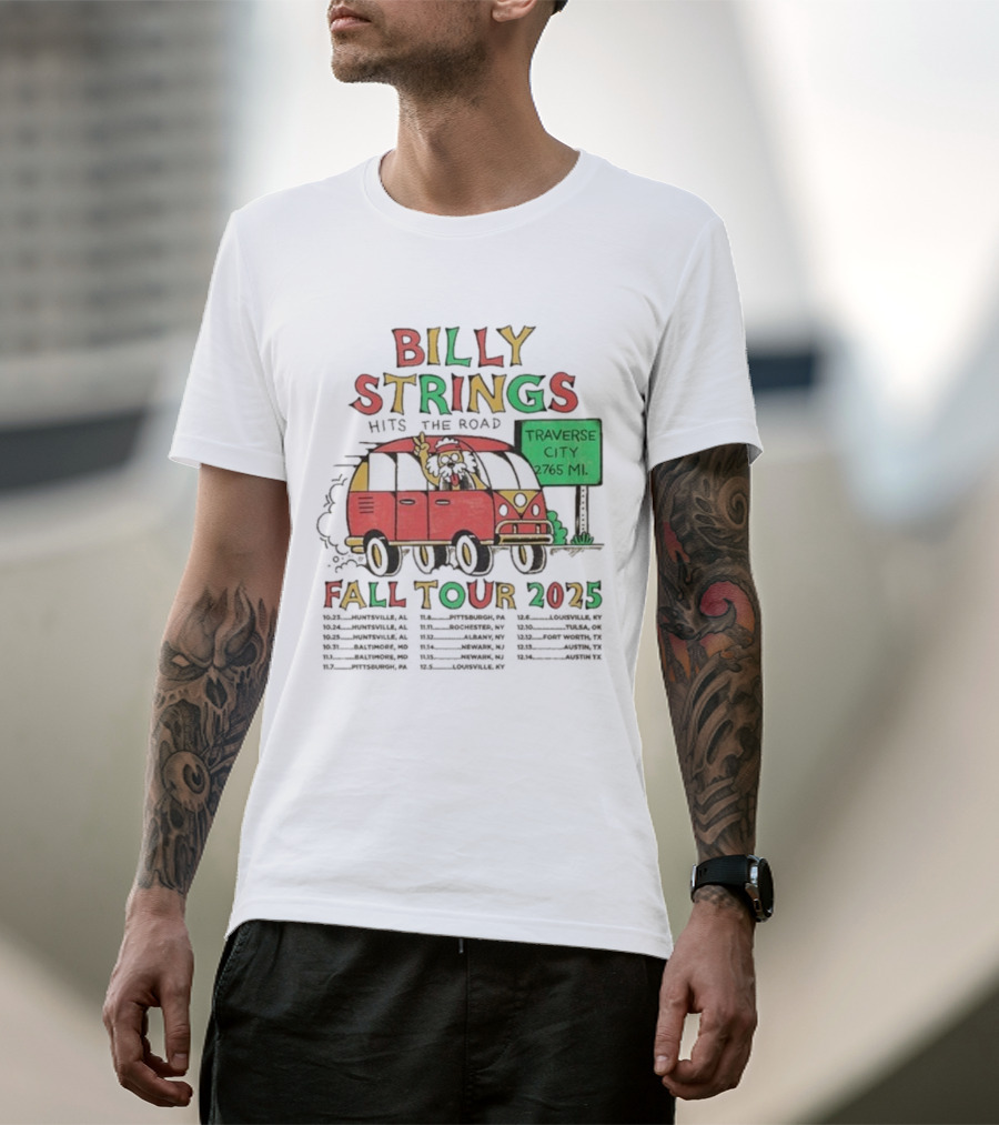Billy Strings Hits The Road Fall Tour 2025 Traverse City Van 2765 MI T-Shirt