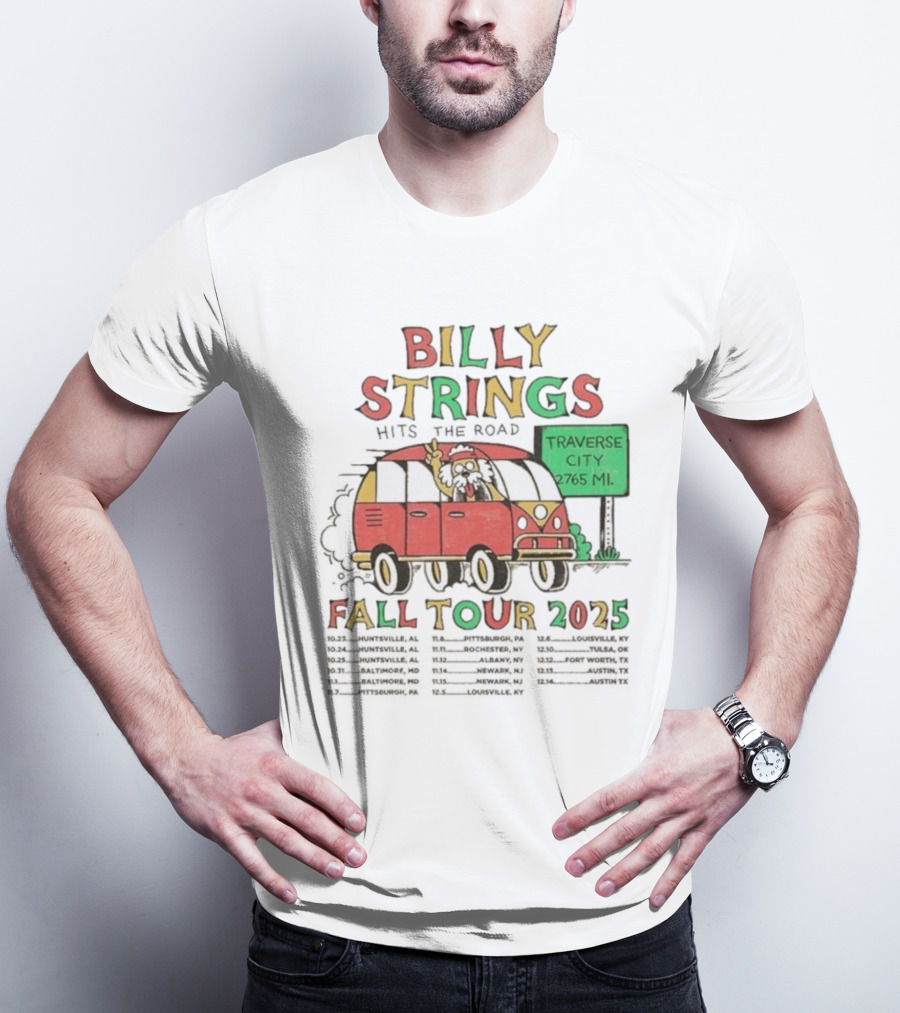 Billy Strings Hits The Road Fall Tour 2025 Traverse City Van 2765 MI T-Shirt