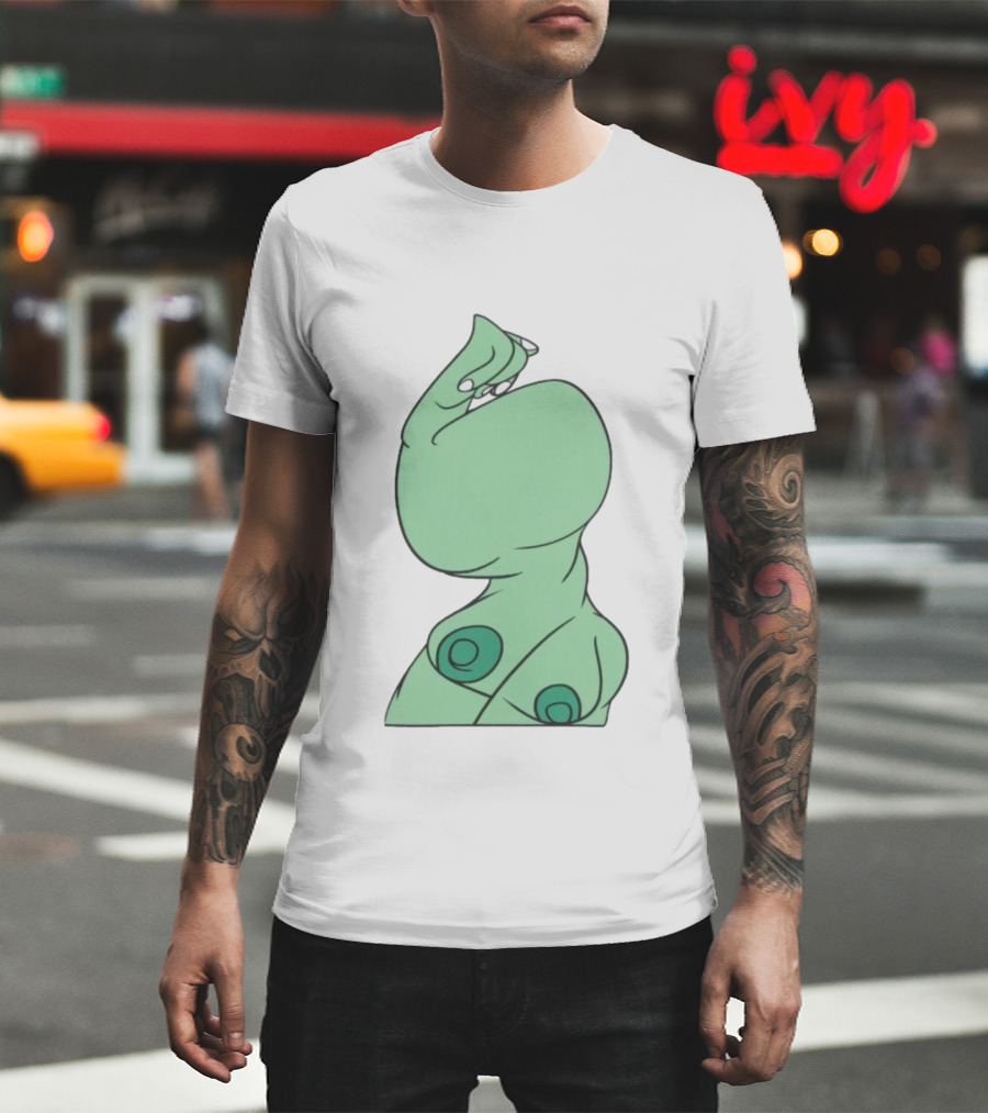 Bicep Flexing Cartoon Figure With Green Color Theme Pasadena T-Shirt