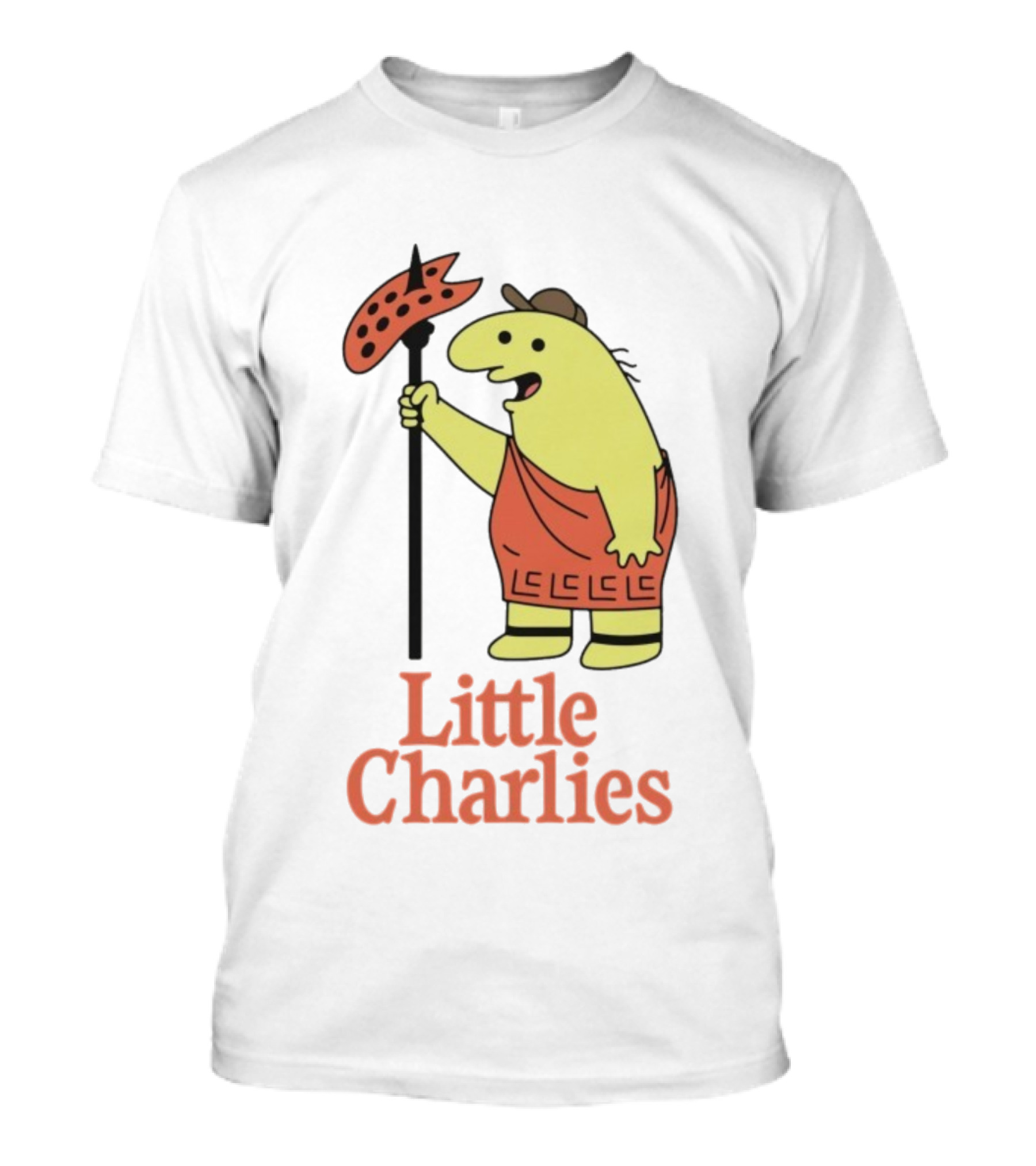 Little Charlies Cartoon Character With Tribal Shield T-Shirt