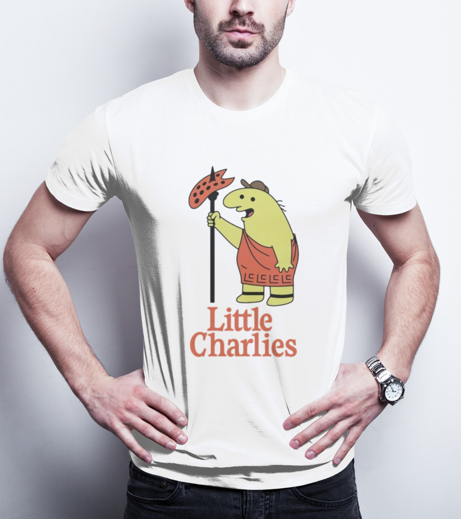 Little Charlies Cartoon Character With Tribal Shield T-Shirt
