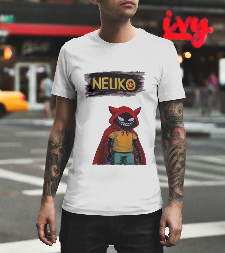 Neuko Evilhood Red Cloak Character With Mischievous Grin T-Shirt