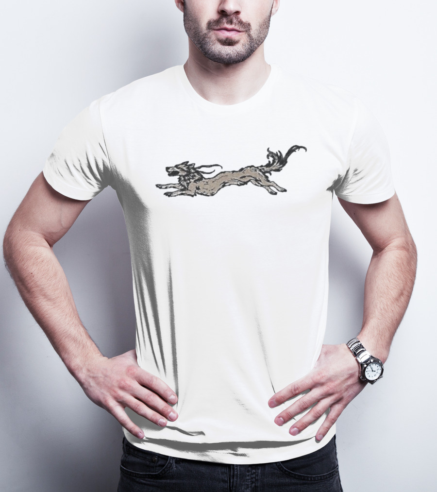 Pink Water Gun Wolf Running Vintage Style T-Shirt