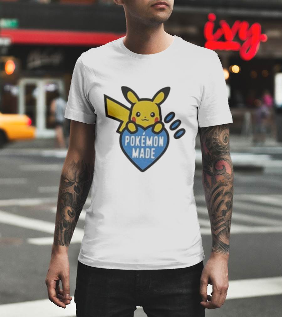 Pikachu Pokemon Made Heart Design T-Shirt