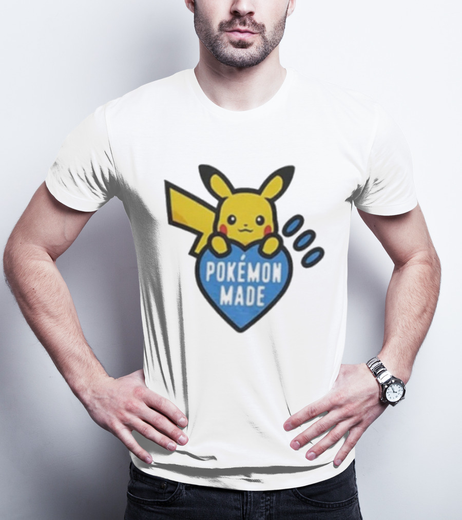 Pikachu Pokemon Made Heart Design T-Shirt