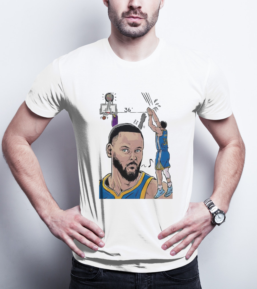 Stephen Curry Golden State Warriors NBA 36 Feet Comic Basketball Shot T-Shirt
