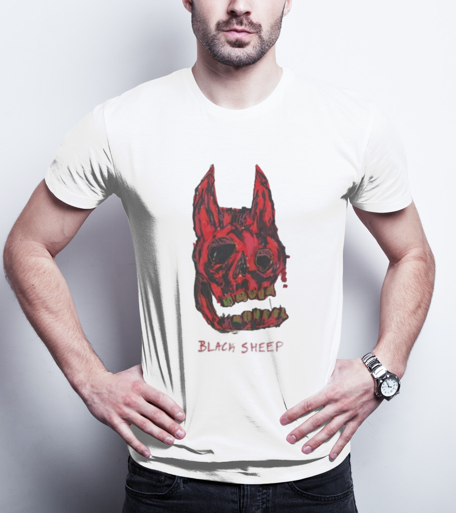 Caskey Black Sheep Skull Red Demon Mask T-Shirt