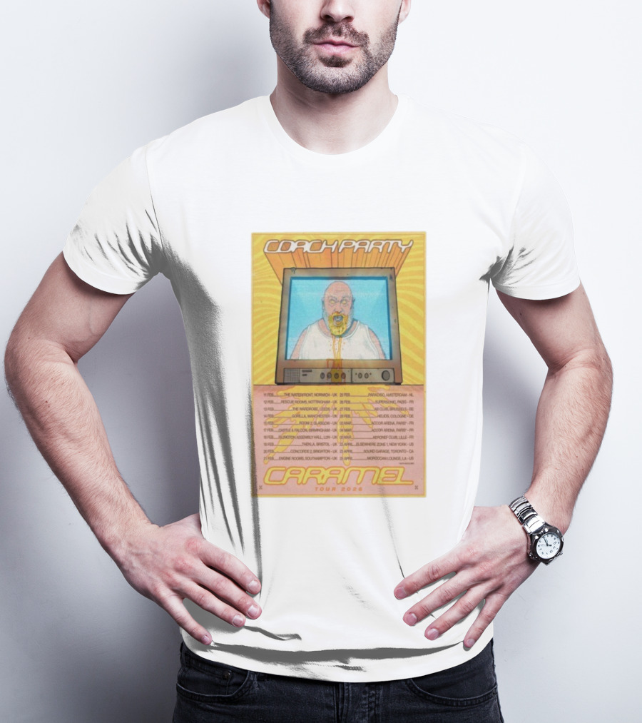 Coach Party Caramel Tour 2026 Concert Dates And Venues With Retro TV Illustration T-Shirt
