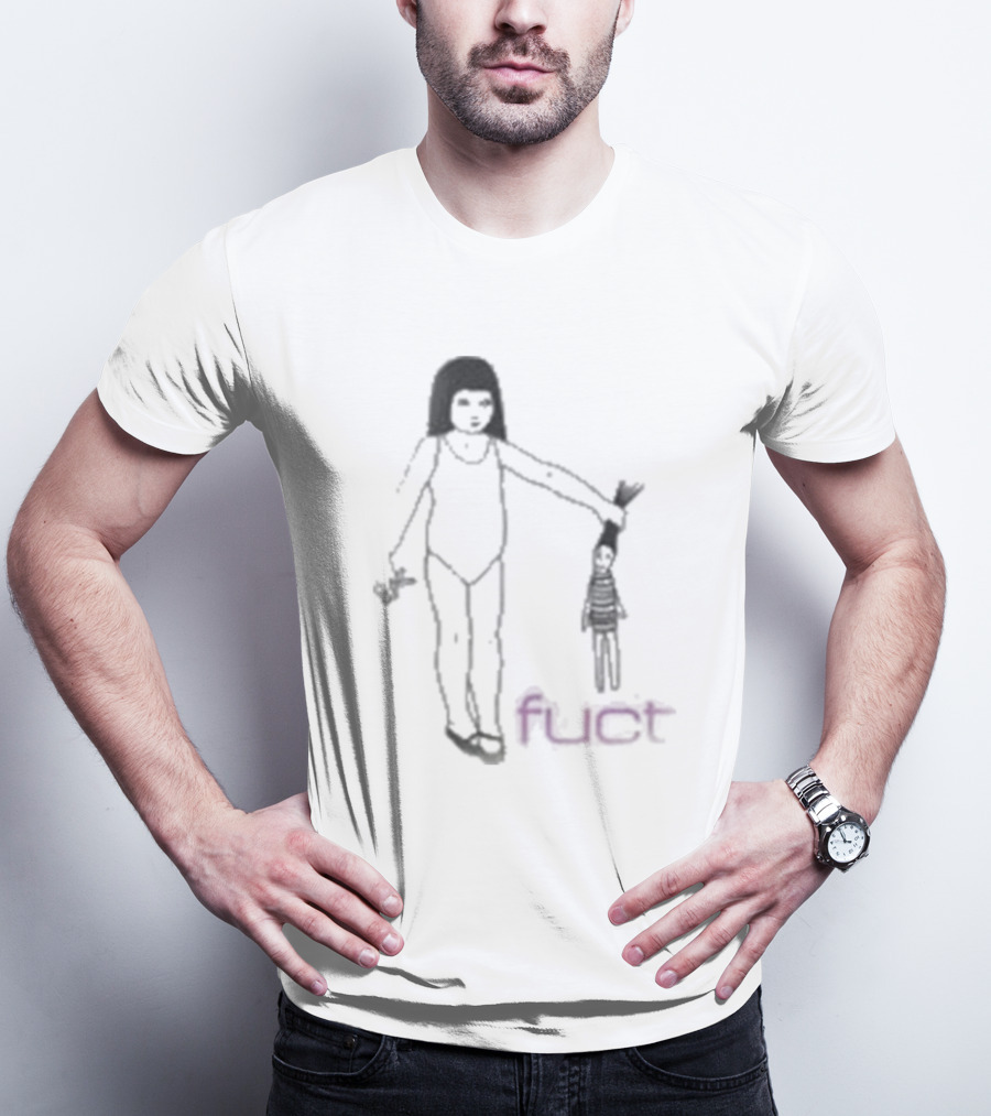 Fuct Scissor Psychosis Drawing With Figure Holding Object T-Shirt