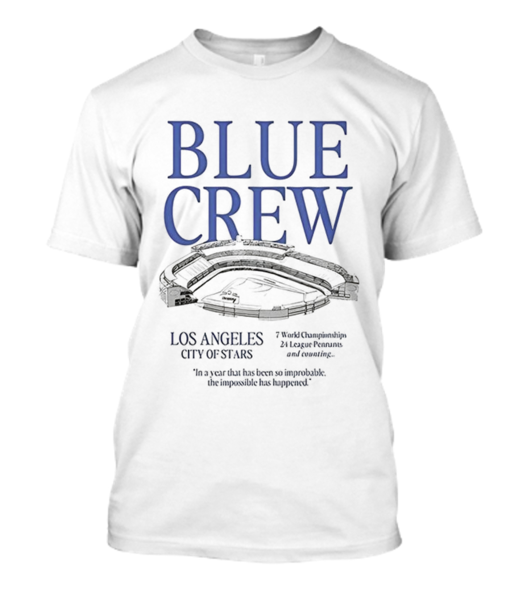 Blue Crew Los Angeles City Of Stars Dodgers Fans Championship Stadium T-Shirt
