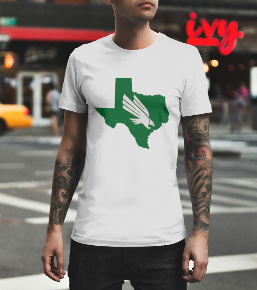 North Texas State Texas Diving Eagle Green Map T-Shirt
