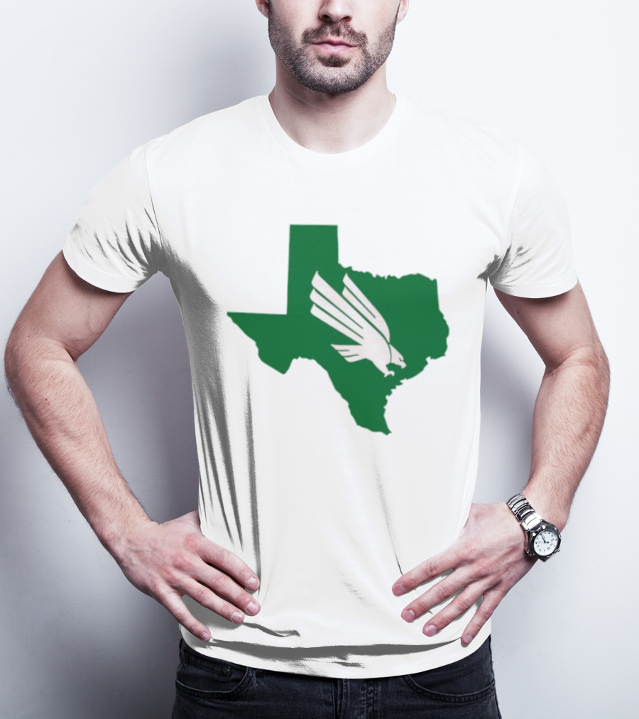 North Texas State Texas Diving Eagle Green Map T-Shirt