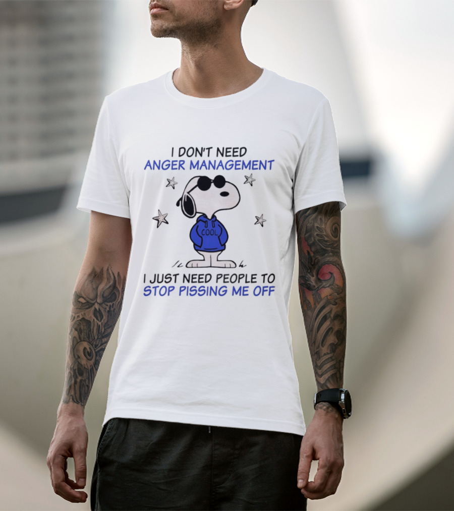 Snoopy Cool Attitude Anger Management Stop Pissing Me Off T-Shirt