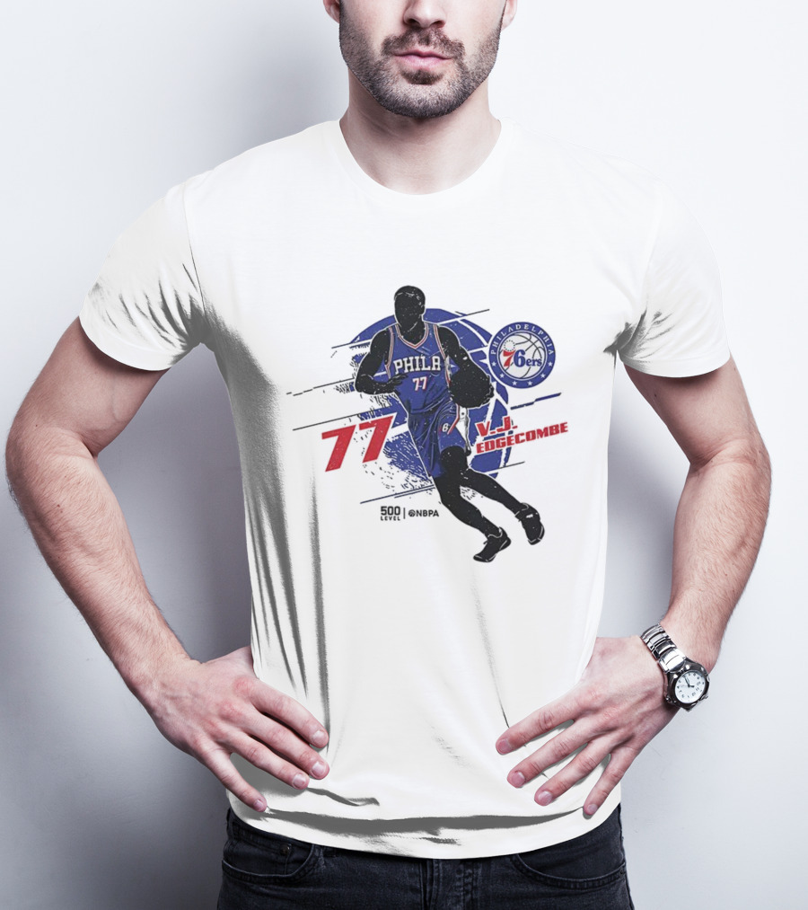 Philadelphia 76ers VJ Edgecombe Number 77 Basketball Player T-Shirt