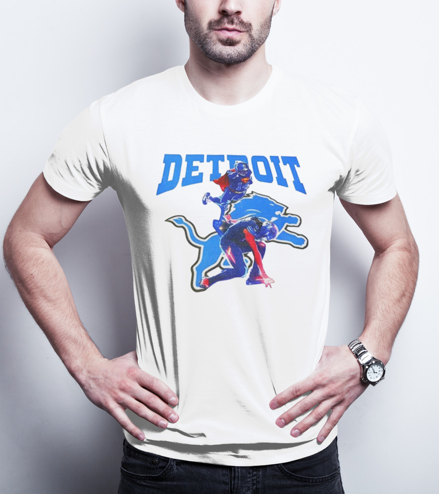 Detroit Lions Superman Crossover Athlete Leap T-Shirt