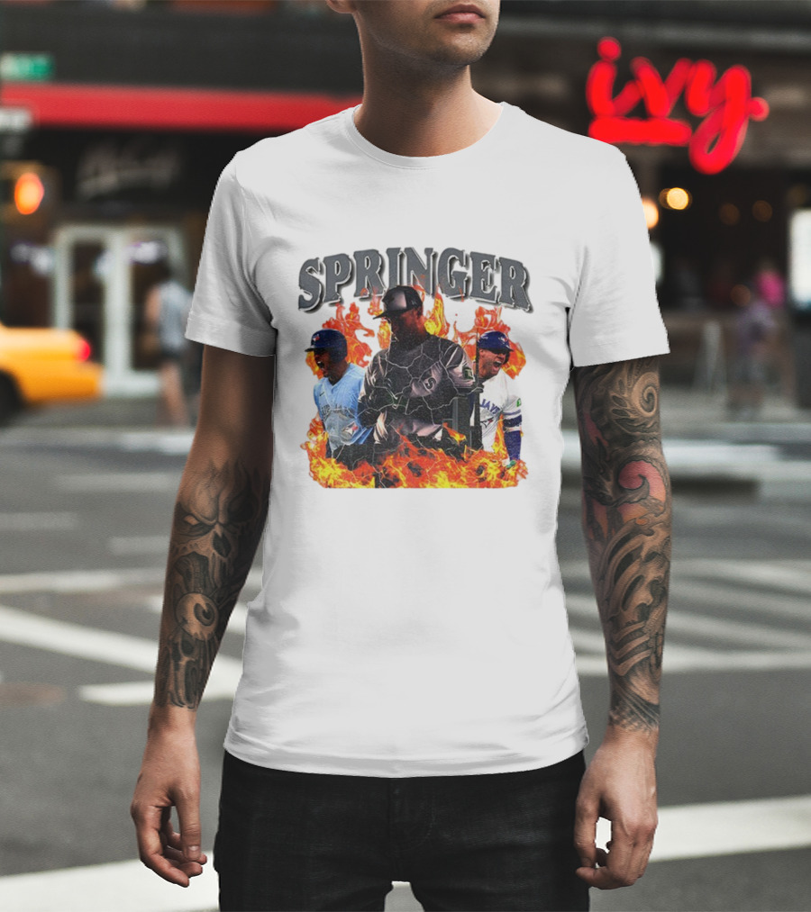 SPRINGER George Toronto Blue Jays Playoffs Fire Background T-Shirt