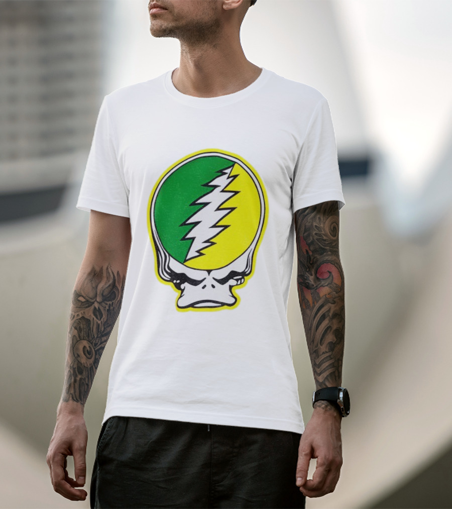 Grateful Ducks Grateful Dead Steal Your Face Green Yellow Bolt 26 T-Shirt