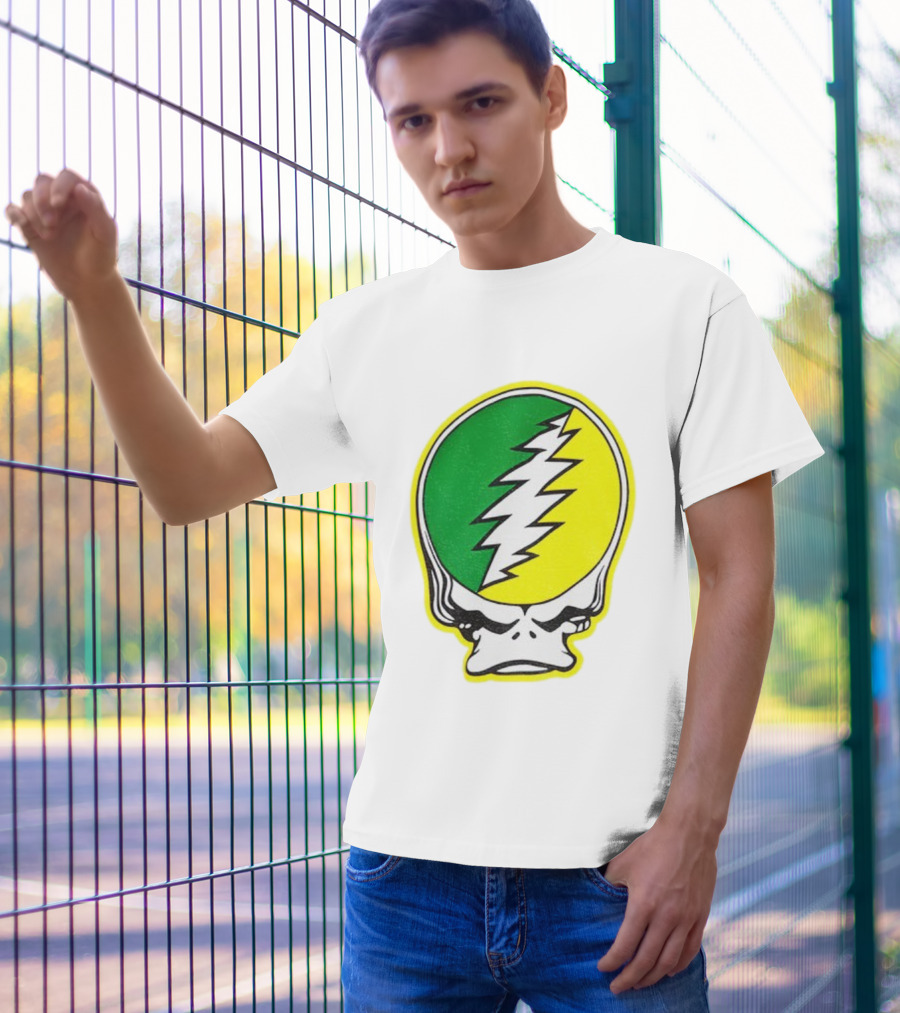 Grateful Ducks Grateful Dead Steal Your Face Green Yellow Bolt 26 T-Shirt