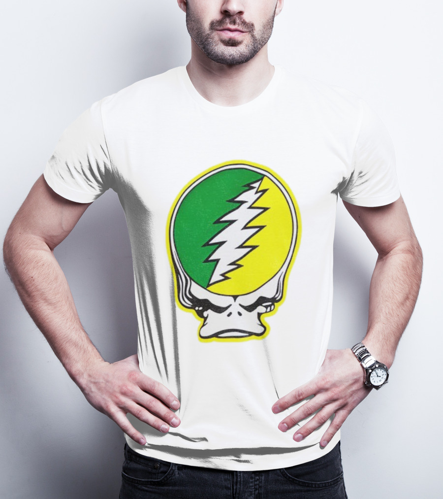 Grateful Ducks Grateful Dead Steal Your Face Green Yellow Bolt 26 T-Shirt