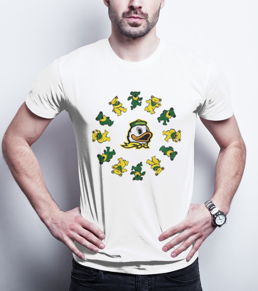 Grateful Ducks Oregon Ducks Grateful Dead Bear Circle T-Shirt