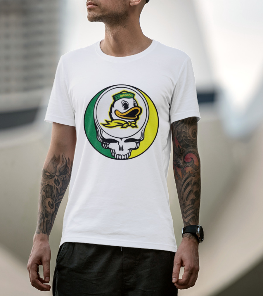 Grateful Ducks Oregon Ducks Grateful Dead Skull Icon Fusion T-Shirt