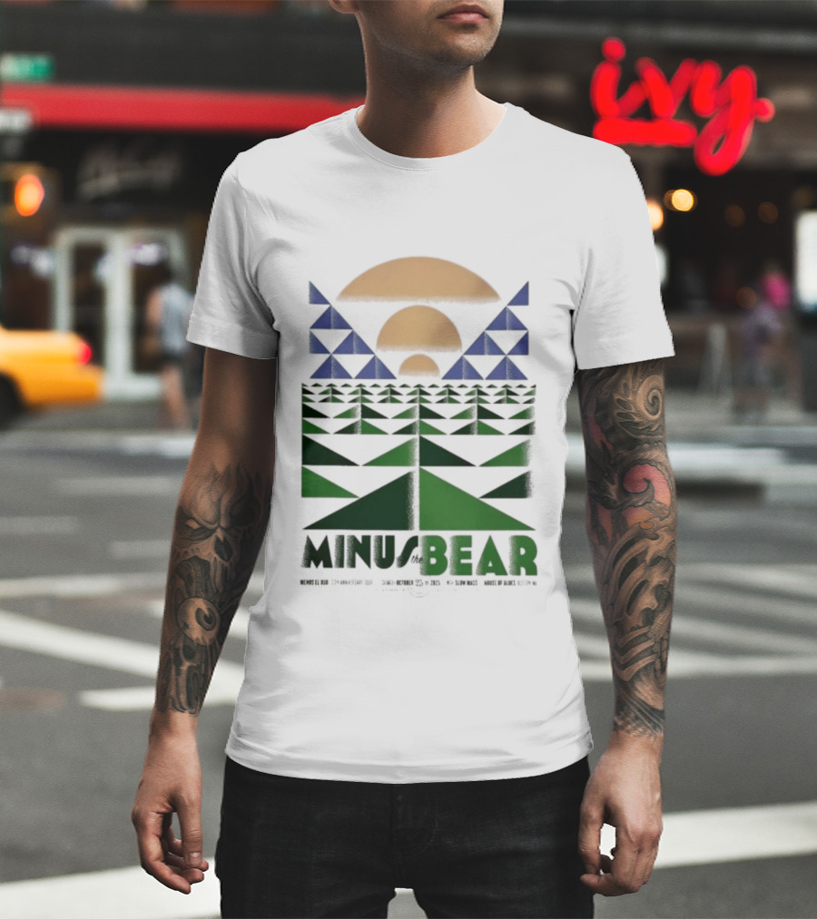 Minus The Bear Concert October 25 2025 House Of Blues Boston MA Geometric Sunset Design T-Shirt