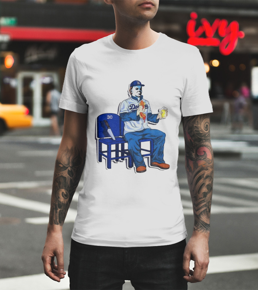 Michael Myers Dodgers Dave Roberts Hot Dog Beer MLB 2025 T-Shirt