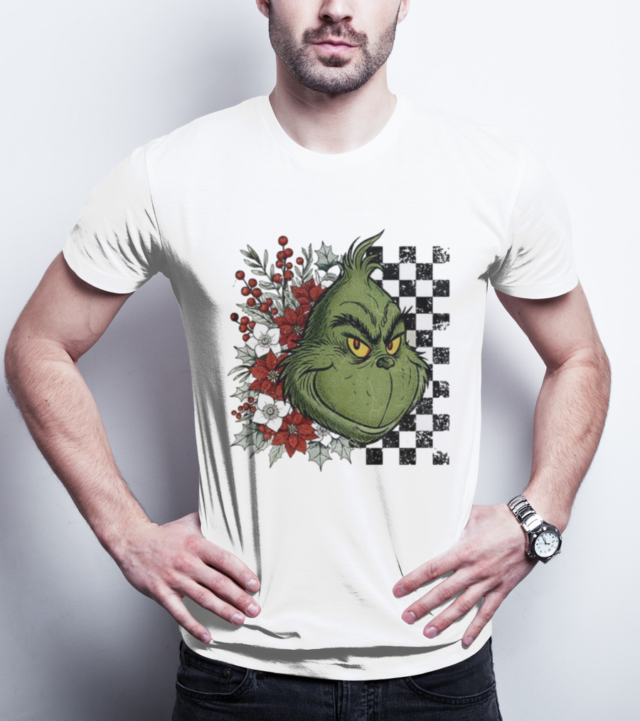Grinch Floral Christmas Characters Merry Christmas 2025 Festive Design T-Shirt