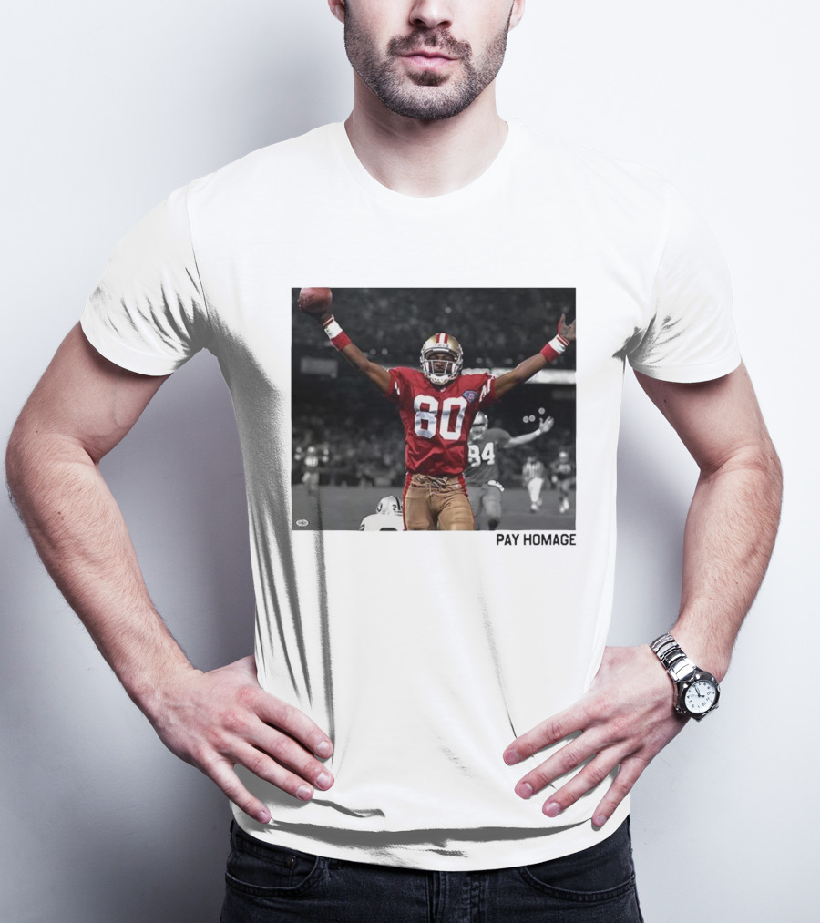 Jerry Rice 80 San Francisco 49ers NFL Pay Homage Legendary Football Hero T-Shirt