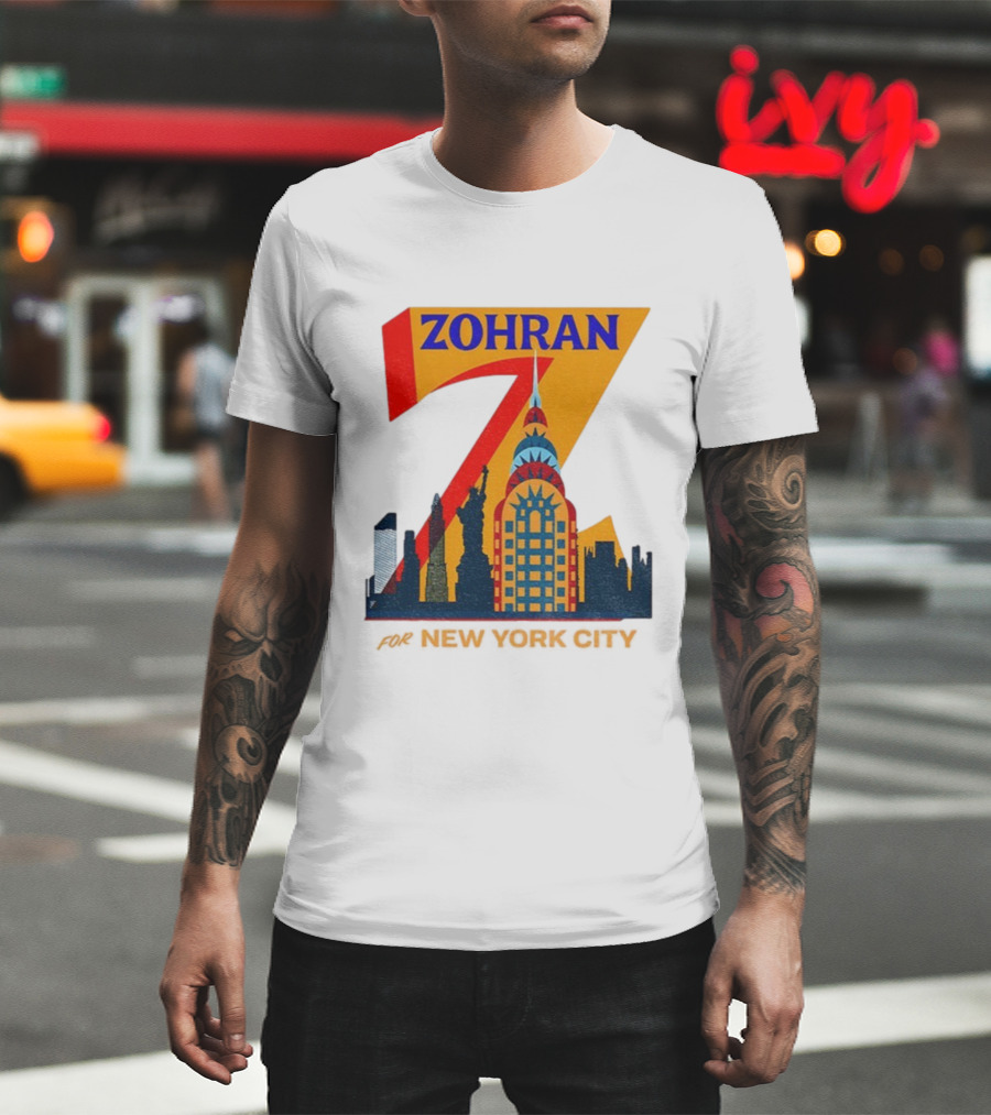 Zohran 2025 New York City Skyline Mayor Mamdani Campaign T-Shirt