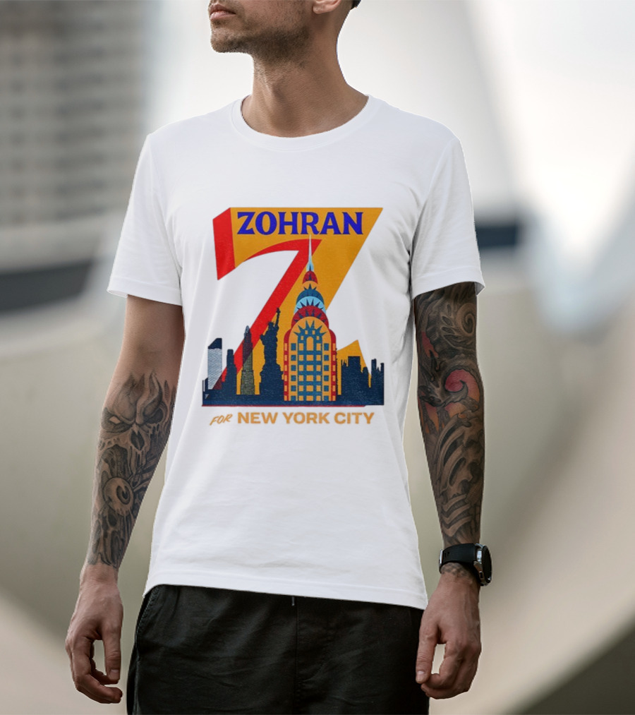 Zohran 2025 New York City Skyline Mayor Mamdani Campaign T-Shirt