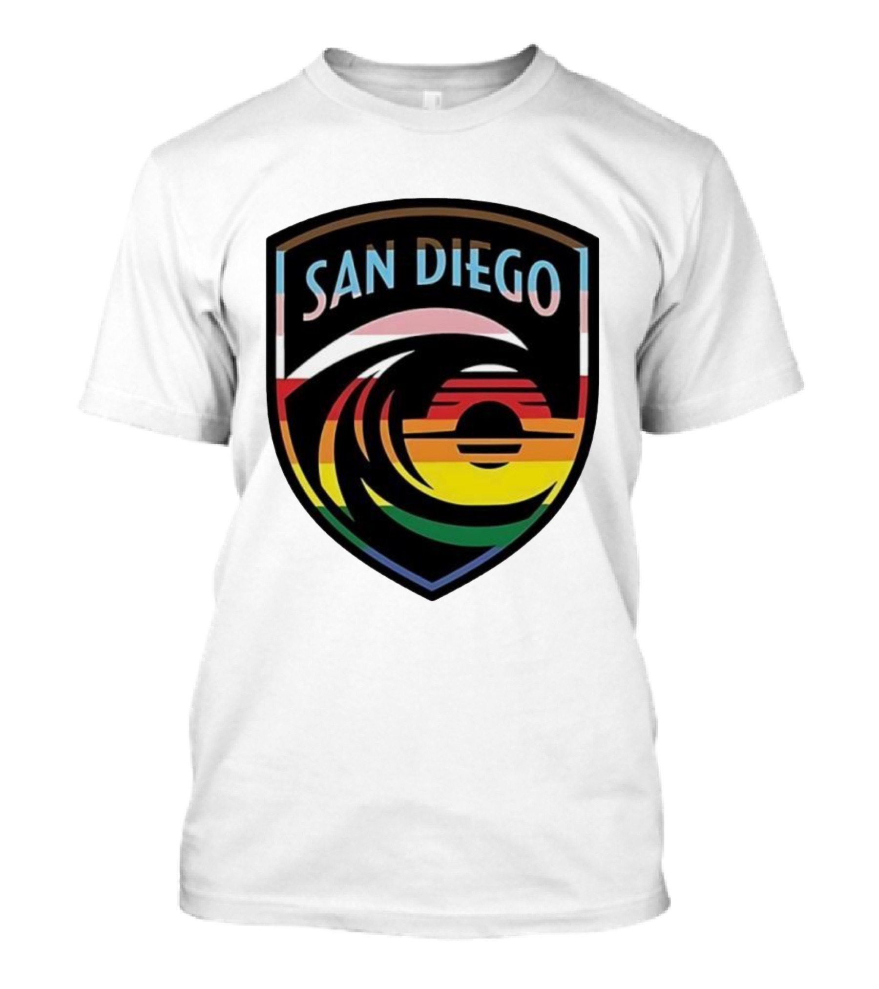 San Diego Wave FC LGBTQ+ Pride Rainbow Wave Sunset T-Shirt