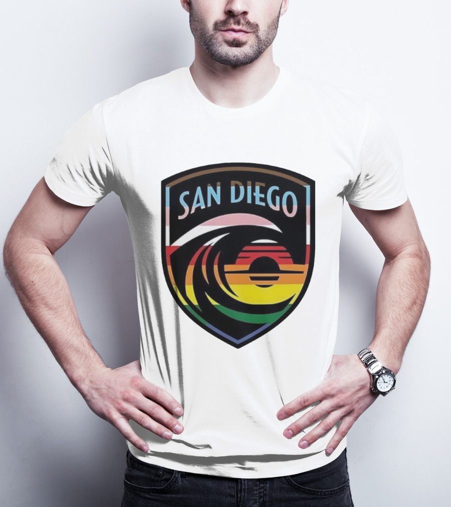 San Diego Wave FC LGBTQ+ Pride Rainbow Wave Sunset T-Shirt