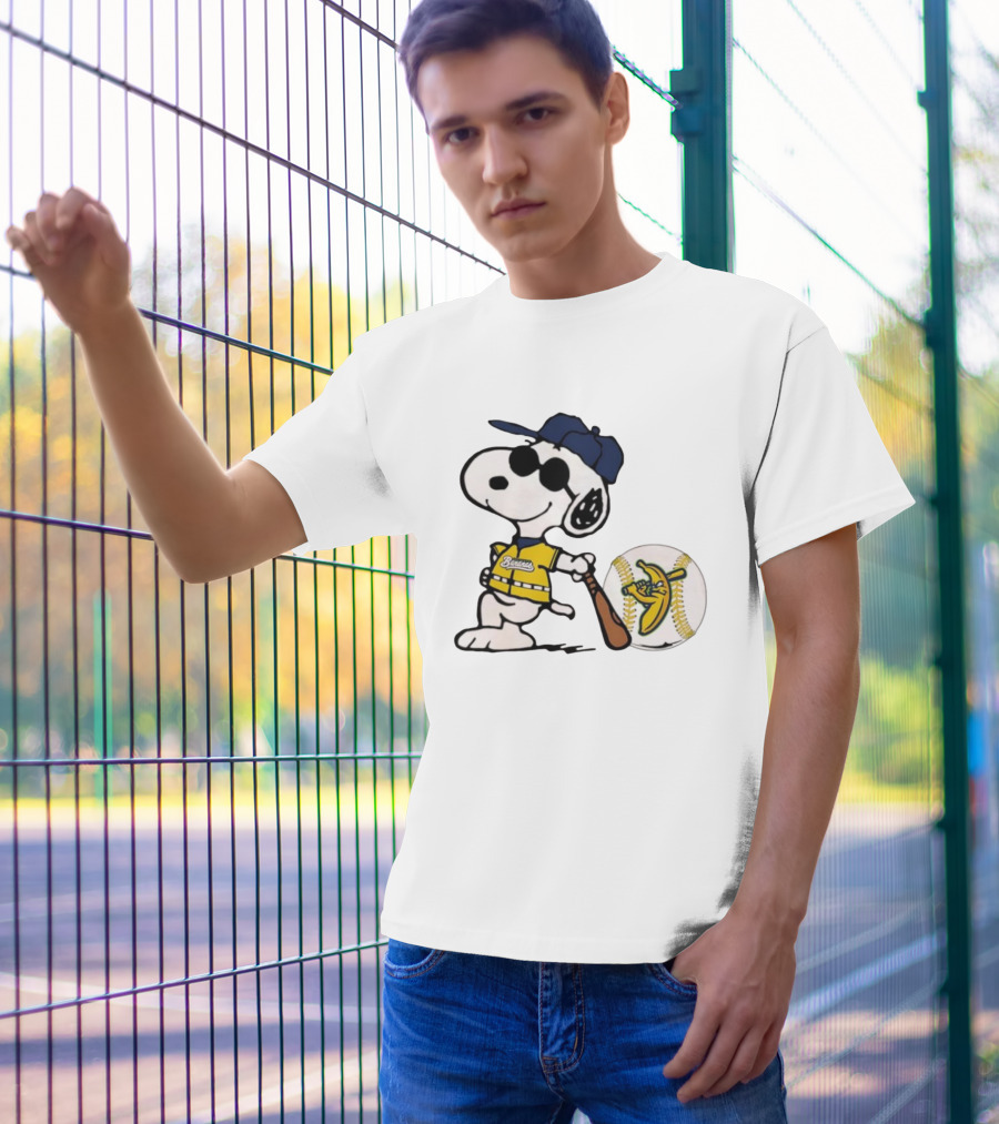 Snoopy Savannah Bananas Baseball Team Collaboration Yellow Jersey Peanuts Character T-Shirt