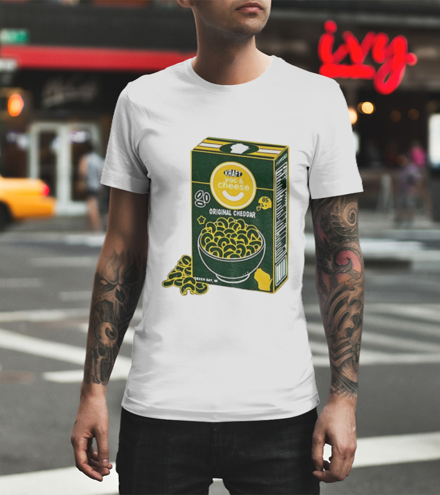 Green Bay Kraft Mac And Cheese Original Cheddar Retro Packers Fan Art T-Shirt