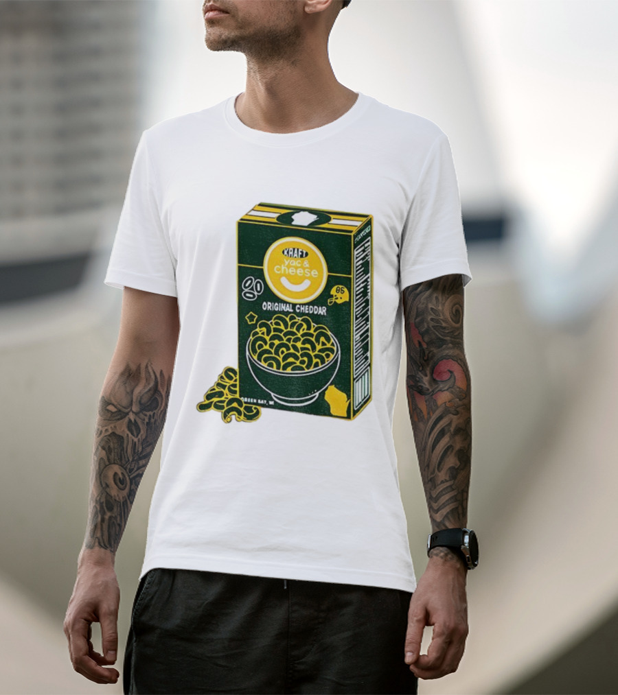 Green Bay Kraft Mac And Cheese Original Cheddar Retro Packers Fan Art T-Shirt