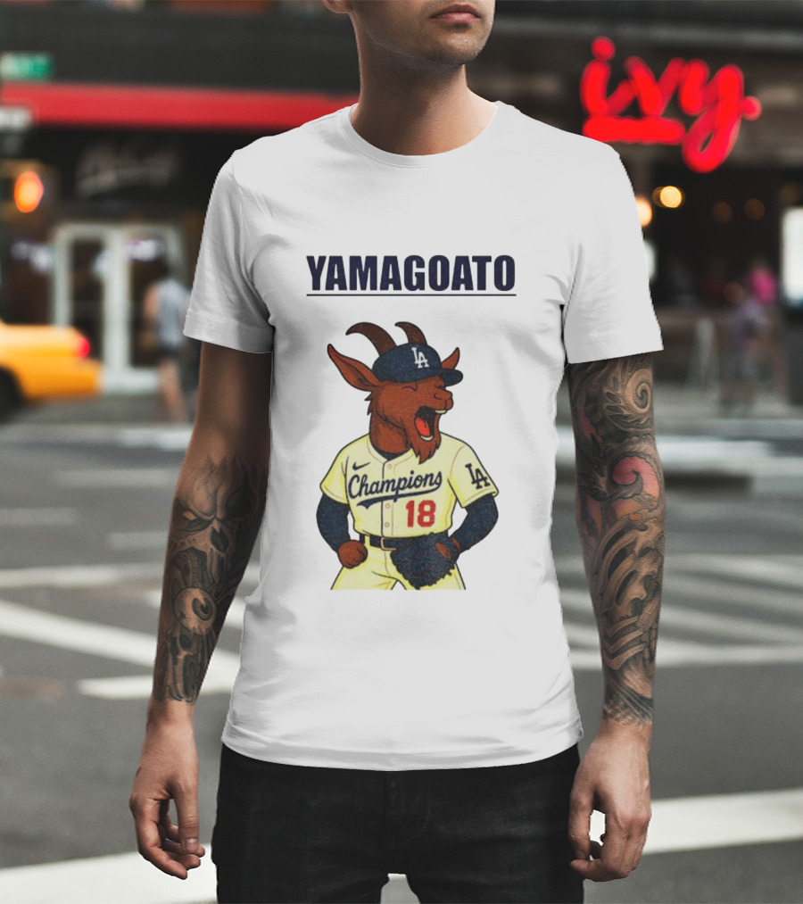 Yamagoato Yoshinobu Yamamoto 18 Champions Los Angeles Dodgers MLB Baseball T-Shirt