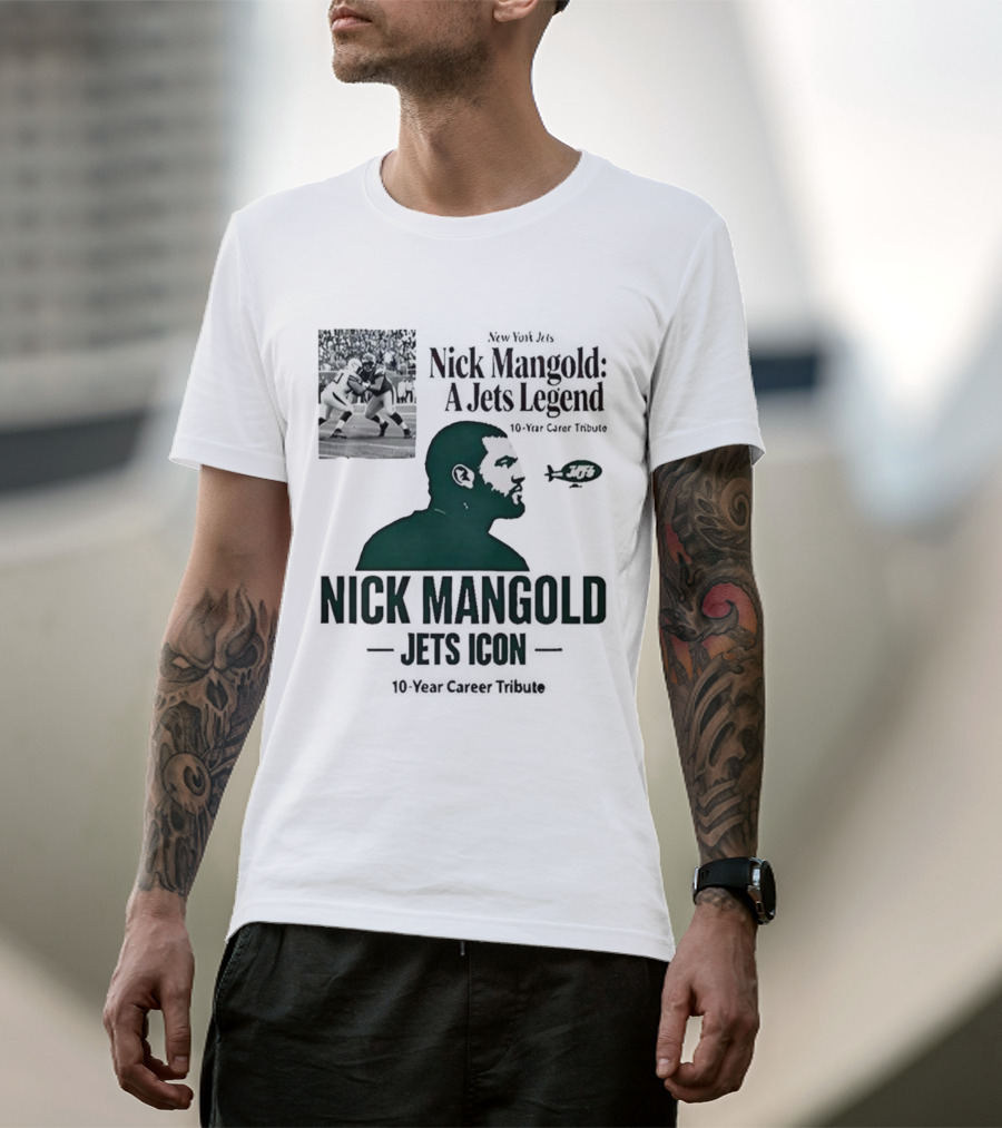 Nick Mangold Jets Icon 10-Year Career Tribute NFL Legend T-Shirt