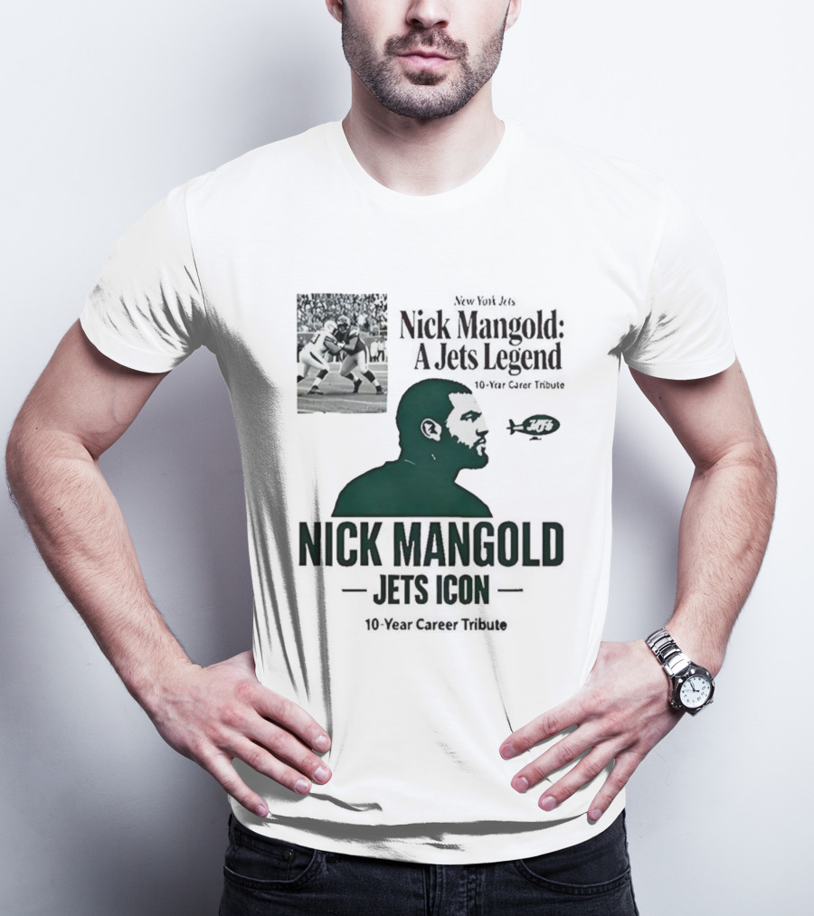 Nick Mangold Jets Icon 10-Year Career Tribute NFL Legend T-Shirt
