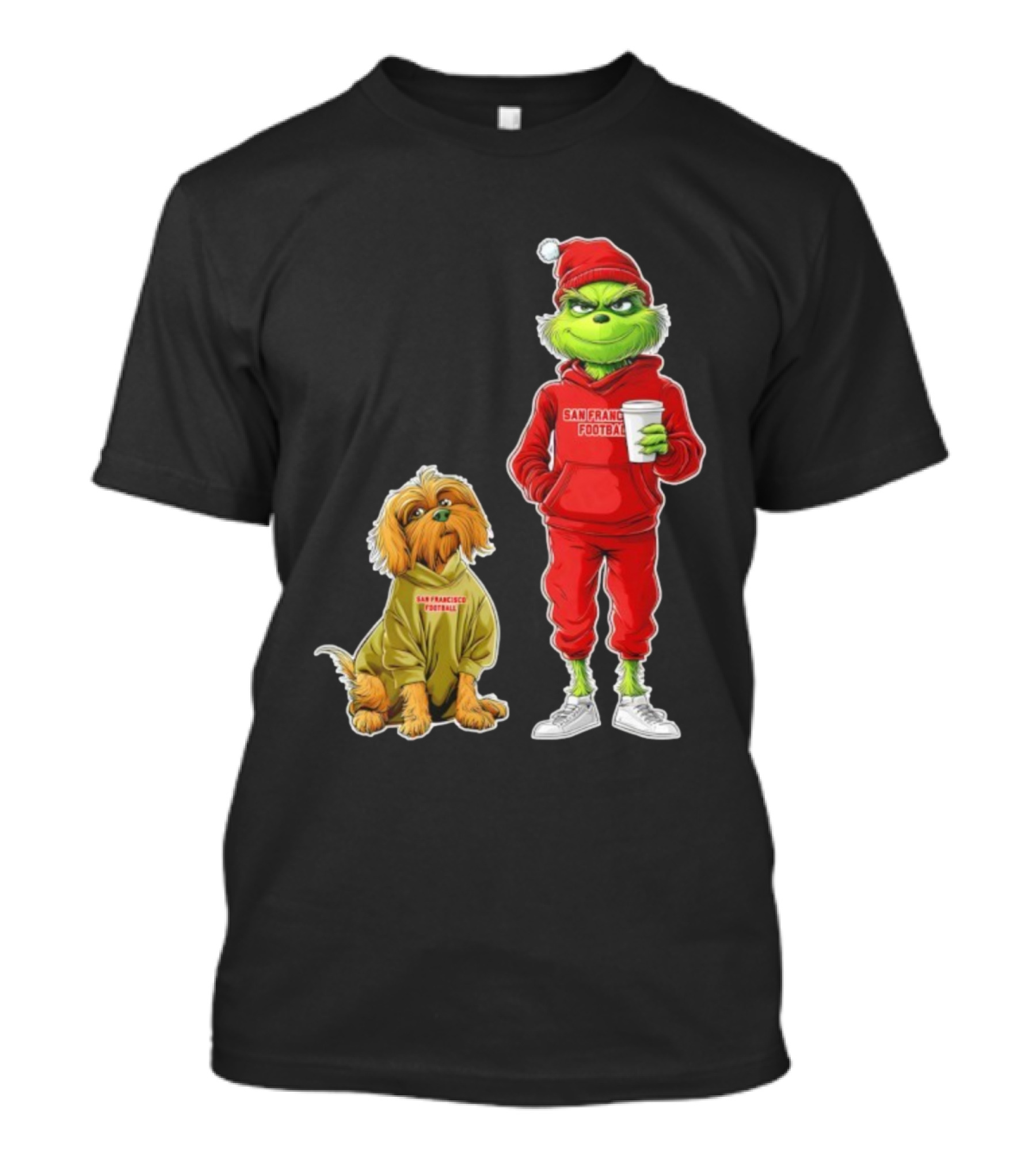 San Francisco Football Grinch And Dog Christmas 49ers Holiday T-Shirt