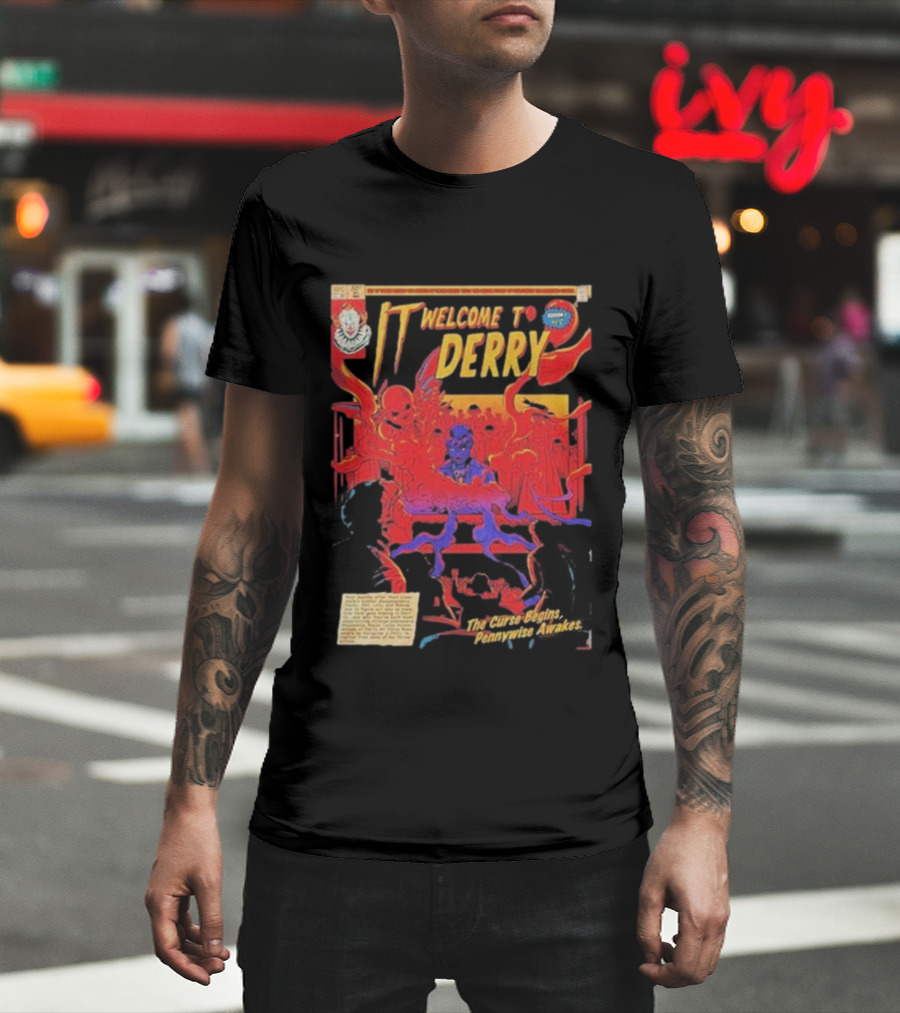 IT Welcome To Derry The Curse Begins Pennywise Awakes Comic Style T-Shirt