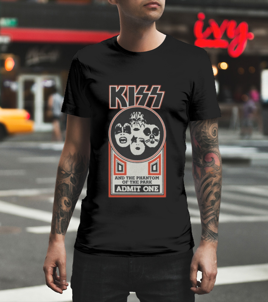 Kiss And The Phantom Of The Park Admit One Ticket Design T-Shirt