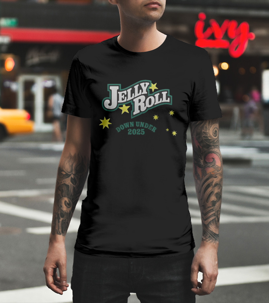 Jelly Roll Down Under 2025 Australia New Zealand Tour Stars T-Shirt