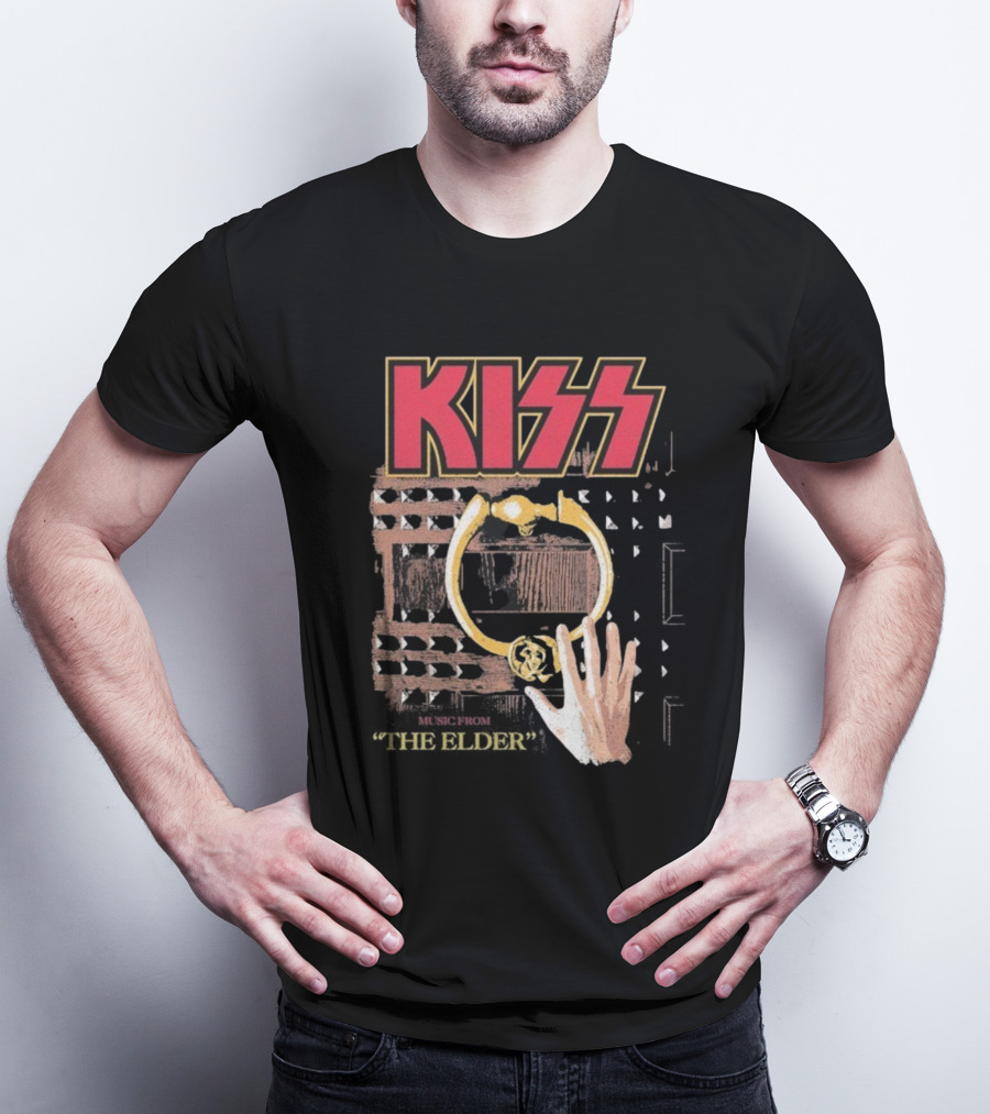 Kiss Music From The Elder Door Knocker Hand Iconic Rock Album Cover T-Shirt