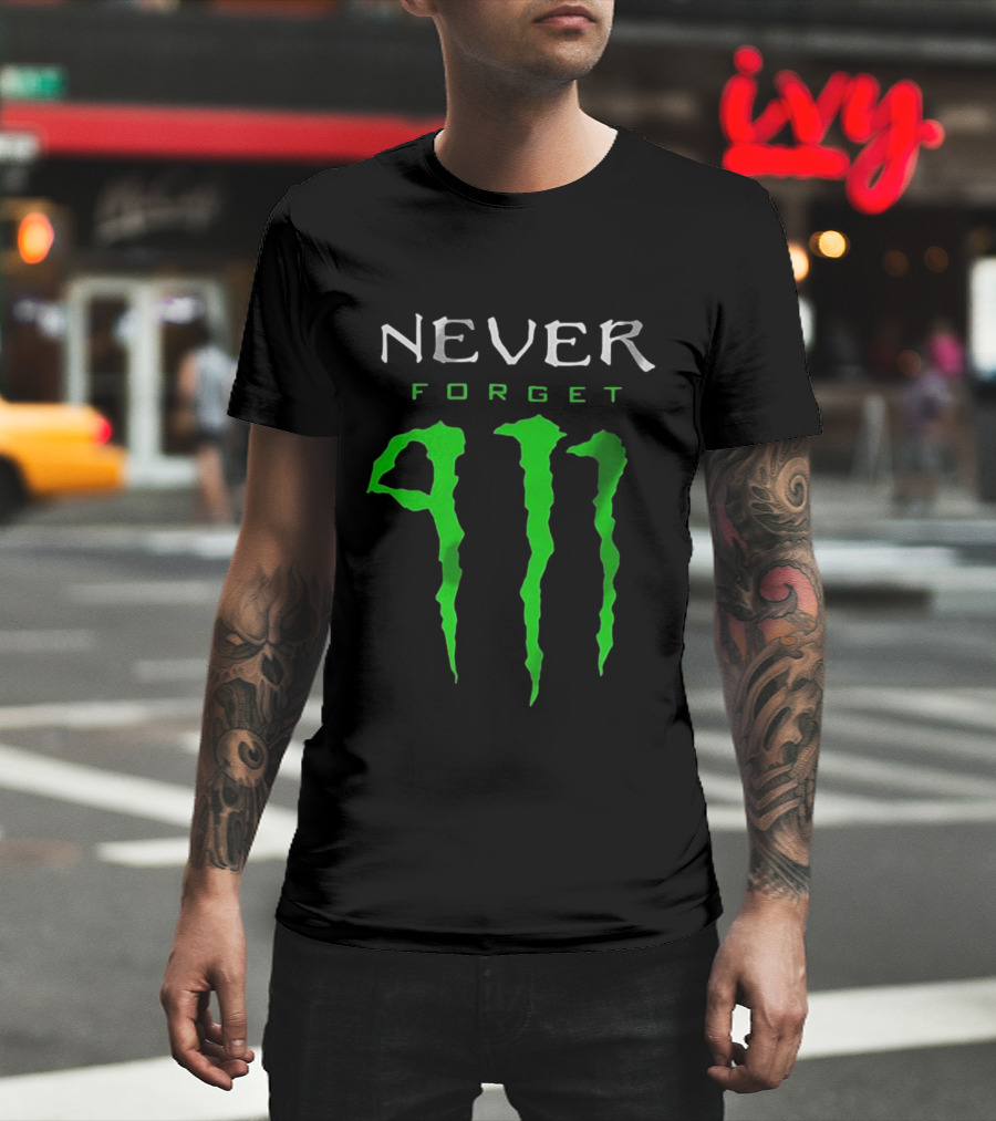 NEVER FORGET 911 Green Claw Marks T-Shirt