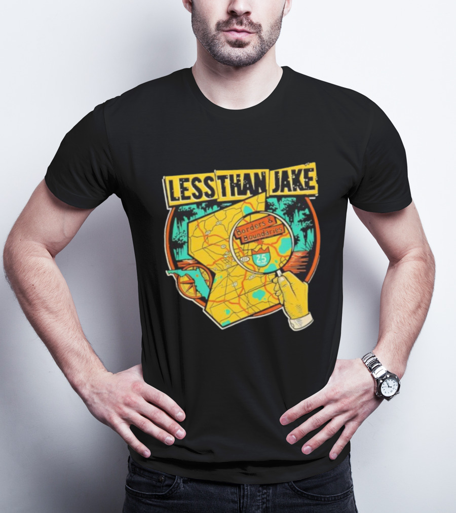 Less Than Jake Borders And Boundaries Anniversary Map Design T-Shirt